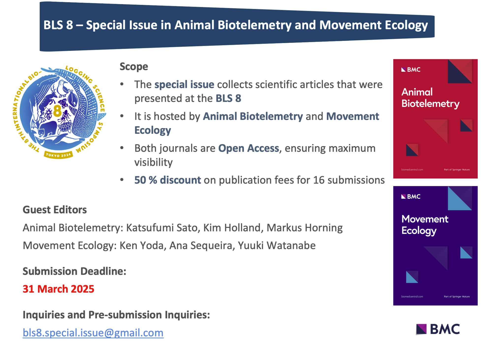 Special Issue | 8th International Bio-Logging Science Symposium (BLS8)